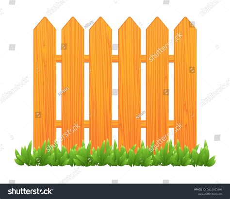 Vector Illustration Wooden Fence Green Grass Stock Vector Royalty Free