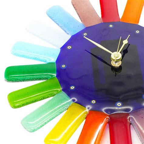 Rainbow Pendulum Wall Clock Murano Glass