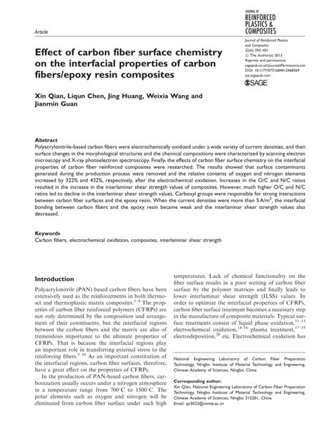 Pdf Effect Of Carbon Fiber Surface Chemistry On The Interfacial Properties Of Carbon Fibers