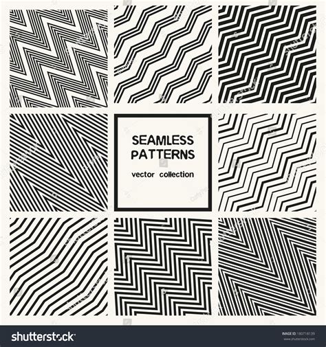 Vector Set Seamless Patterns Zig Zag Stock Vector 180718139 Shutterstock