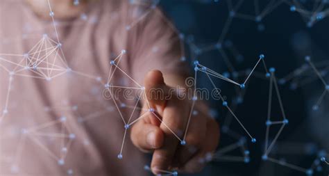 D Rendered Digital Network Hovering In Mans Hand Stock Photo Image
