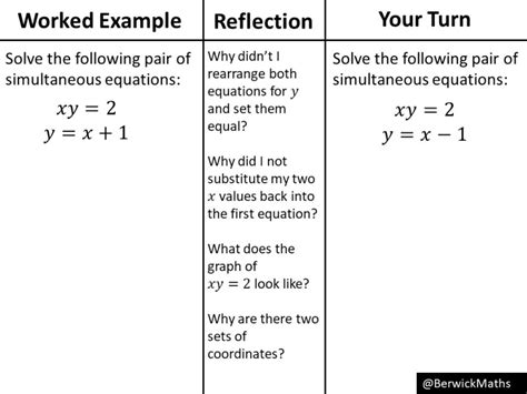Quadratic Simultaneous Equations Example Problem Pairs Berwickmaths