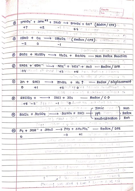 Redox Reaction Chemistry Handwritten Notes PDF Download