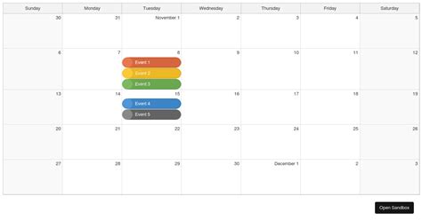 Calendar Version Codesandbox