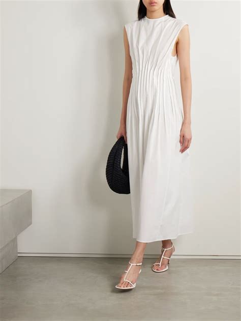 Khaite Wes Pintucked Cotton Poplin Maxi Dress Maxi Dress Best Work