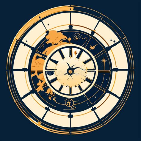 Vintage Clock Face Vector Illustration In A Flat Style On A Blue Background Stock Vector