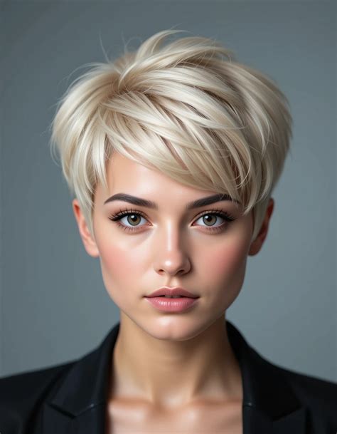 Effortlessly Chic Platinum Blonde Pixie Cut Kurze Haare Frisur Ideen
