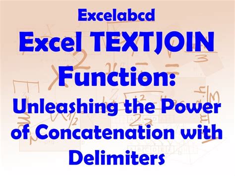 Excel Textjoin Function Power Of Concatenation With Delimiters