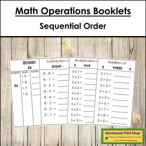 Math Operations Booklets Sequential Order Large Primary Math