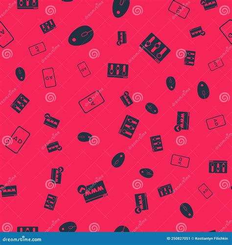 Set Website Template Computer Mouse Advertising And Browser Setting On Seamless Pattern
