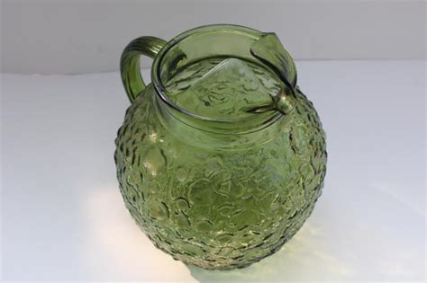 Vintage Avocado Green Glassware Anchor Hocking Milano Crinkle Textured
