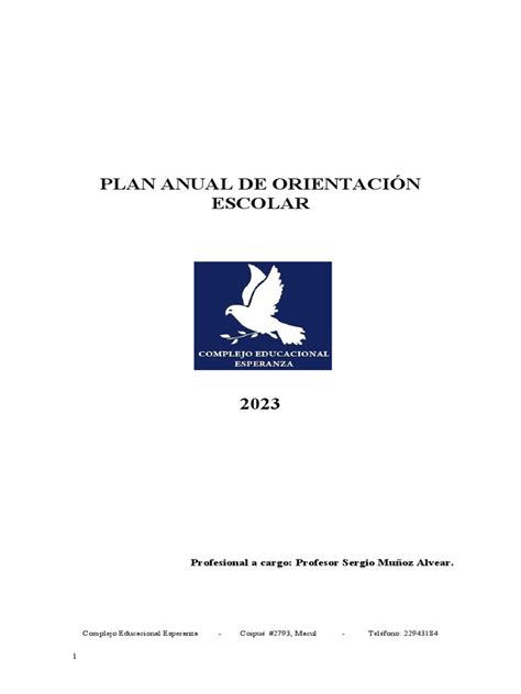Plan Anual De Orientación Escolar 2023 Pdf Aprendizaje Las Emociones