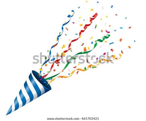 Exploding Party Popper Confetti Streamer On Stock Vector Royalty Free 465703421 Shutterstock