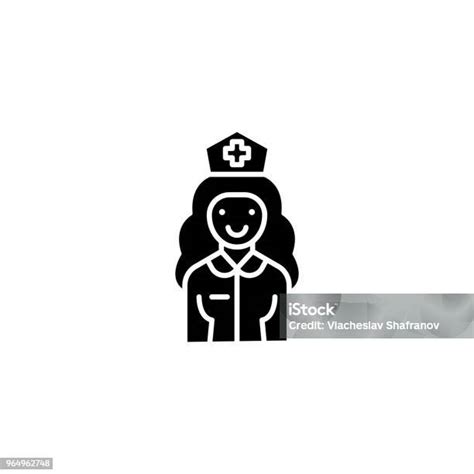 Notion Dicône Infirmière Noire Linfirmière Symbole Vecteur Plat Signe