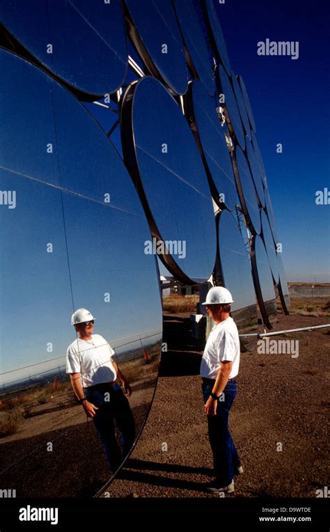 Technicians Work On The Saic Built And Designed Heliostat Solar Power