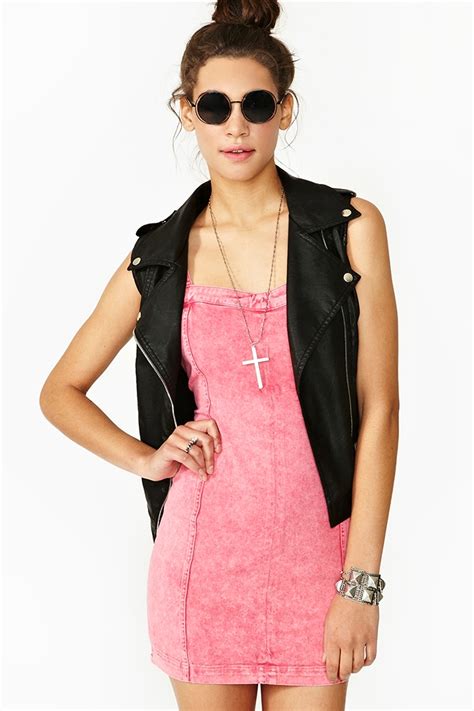 Lyst Nasty Gal Denim Dress In Pink