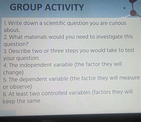 Group Activity Write Down A Scientific Studyx