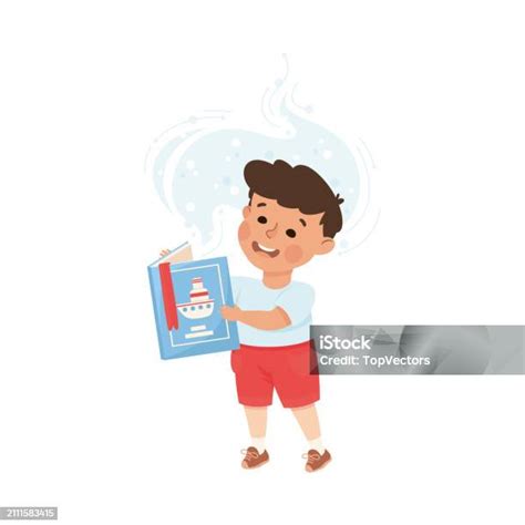 귀여운 소년 서 있는 독서 열린 책 와 꿈꾸는 벡터 일러스트 감정에 대한 스톡 벡터 아트 및 기타 이미지 감정 개념 개발 Istock