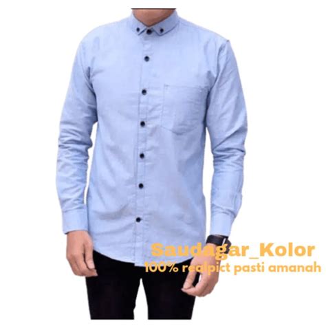 Jual Kemeja Biru Muda Softblue Polos Lengan Panjang Premium Shopee