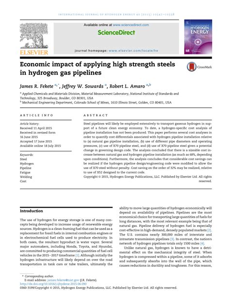 Pdf Economic Impact Of Applying High Strength Steels In Hydrogen Gas Pipelines