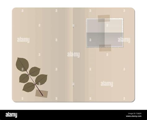 Blank Stapled Notebook With Folded Blank Photo Paper Rose Leaves And