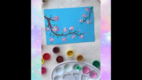 ВЕСЕННИЕ ПОДЕЛКИ С ДЕТЬМИ Рисуем цветущую веточку яблони Детские