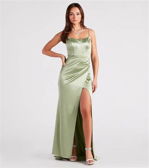 Kacey Formal Satin Corset Long Dress And Windsor