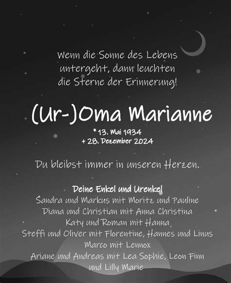Traueranzeigen Von Marianne Abschied Nehmen De