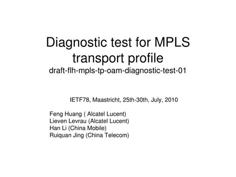 Ppt Diagnostic Test For Mpls Transport Profile Draft Flh Mpls Tp Oam Diagnostic Test 01