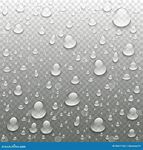 Vector Realistic Water Drops On Transparent Background Rain Drops