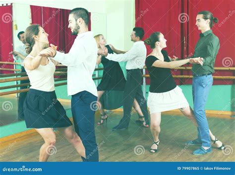 Men And Women Enjoying Of Tango In Class Stock Image Image Of Emotional Argentinean 79907865