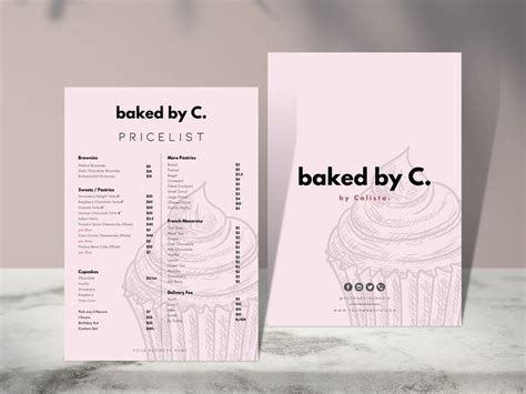 Bakery Shop Price List Design Templates Editable Card Printables