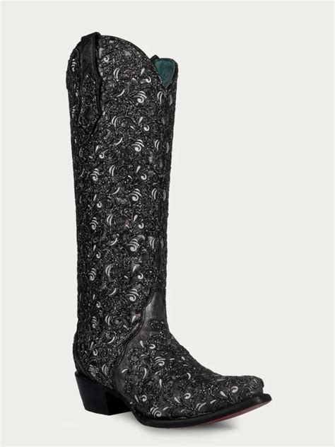 Corral Womens Glitter Overlay Black Boots Corral Western Wear