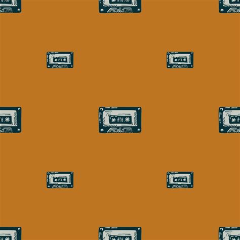 Audio Cassette Tape Engraved Seamless Pattern Vintage Music Cassette Tape In Hand Drawn Style