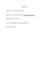Tehreem Assignment1 Docx Title Page Assignment 1 Cybersecurity