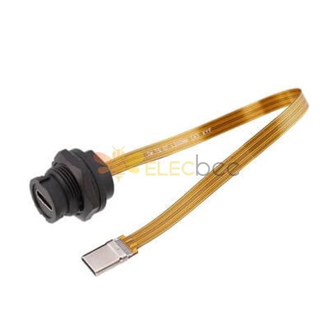 Usb Type C Female Panel Mount Receptacle To Type C Male With Pfc Cable 20cm
