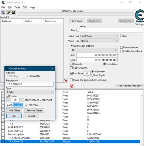 how to use cheat engine pointer in c