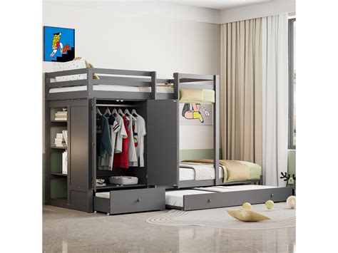 Letti A Castello 2 X 90 X 200 Cm Con Letto Estraibile 190 X 90 Cm