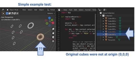 Python Glitch Script To Replace All Selected Objects With Active Object Blender Stack