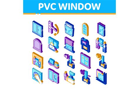 Pvc Window Frames Isometric Icons Set Vector By Pikepicture TheHungryJPEG