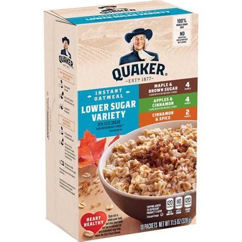 Quaker Instant Oatmeal Lower Sugar Variety Maple And Brown Sugar