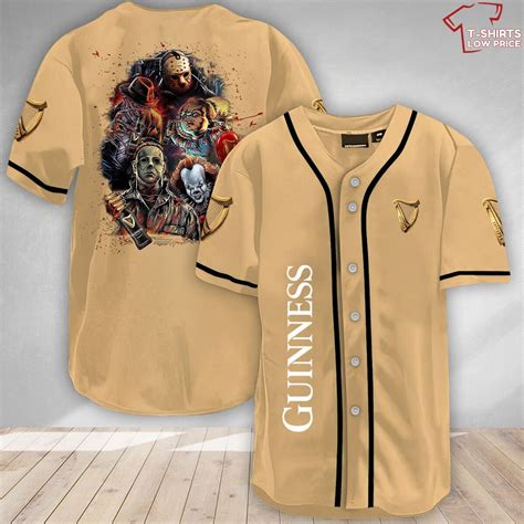 Halloween Horror Characters Strohs Beer Baseball Jersey T Shirts Low
