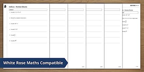 👉 Indices Review Sheets