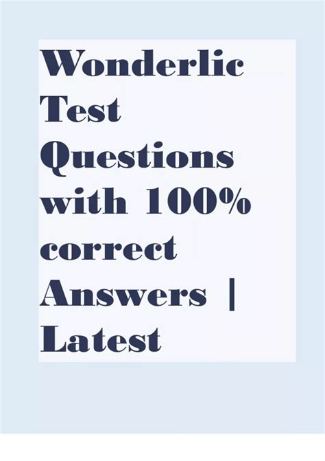 Wonderlic Test Questions With 100 Correct Answers Latest 2023 2024