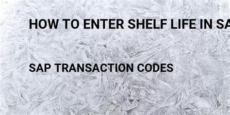 How To Enter Shelf Life In Sap For Packaging Materials Tcode In SAP Transaction Codes List