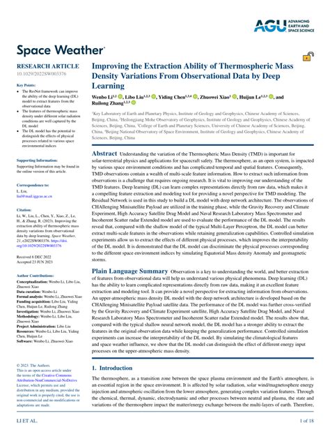 Pdf Improving The Extraction Ability Of Thermospheric Mass Density