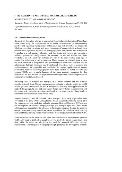 Pdf Dc Resistivity And Induced Polarization Methods