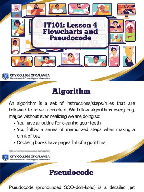 it101 lesson 4 flowcharts and pseudocode pdf