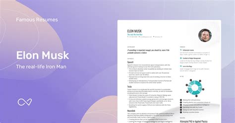 Elon Musks Ceo Resume Example In One Page Enhancv