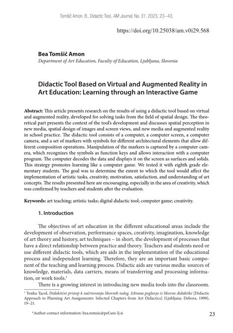 Pdf Didactic Tool Based On Virtual And Augmented Reality In Art